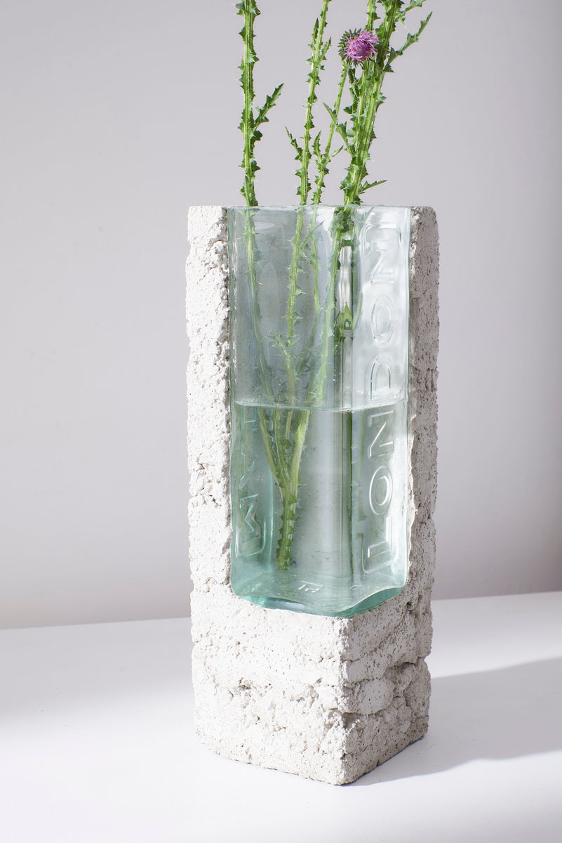 London Brick PRASKLO art vase made out of recycled glass and concrete ...